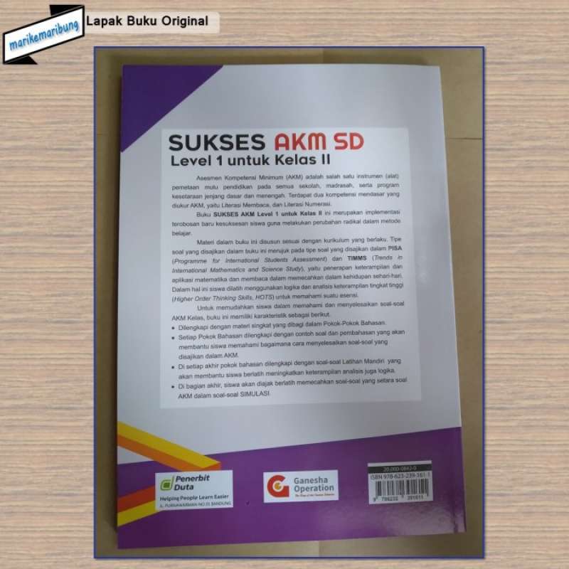 Promo Buku Akm Level 1 Untuk Kelas 2 Sd Ganesha Operation Diskon 23% Di Seller Anjangsana Store ...