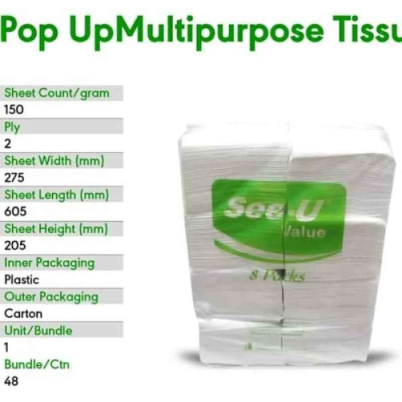 Promo See-u Value Pop Up Tissue Makan / Tissue Meja (1 Dus Isi 6 Pack ...