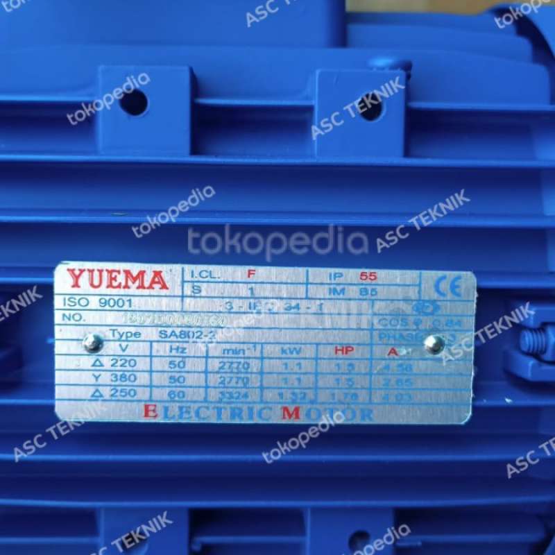 Promo Electric Motor Yuema Sa 2p 1.1 1.5hp 3phase B5 Flange Mounted ...