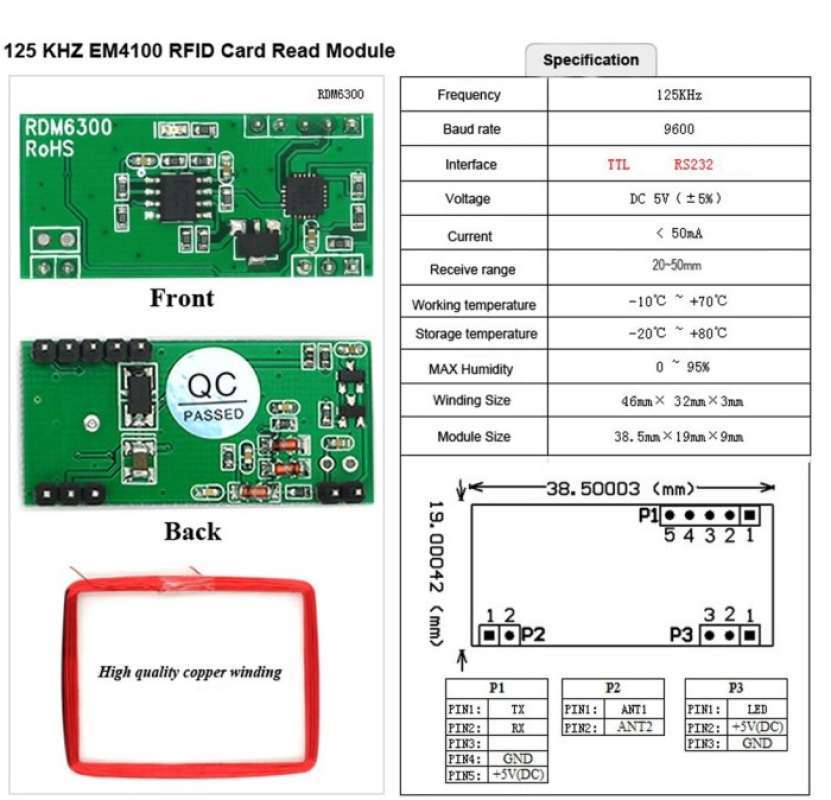 Jual Modul Sensor Kartu Rfid 125 Khz Rdm6300 Rdm 6300 Card Tag Read Reader Write Writer Arduino ...
