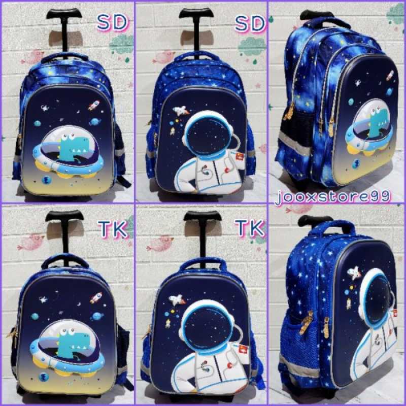 Jual Tas Sekolah Troli Anak Tk Dan Sd Motif Timbul 3d Gambar Astronot ...