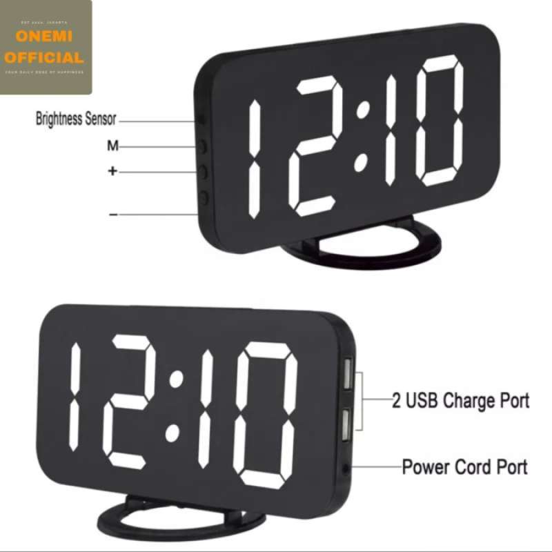 Promo Onemi Led Alarm Clock Mirror Digital Clock Time Display Diskon 33 ...