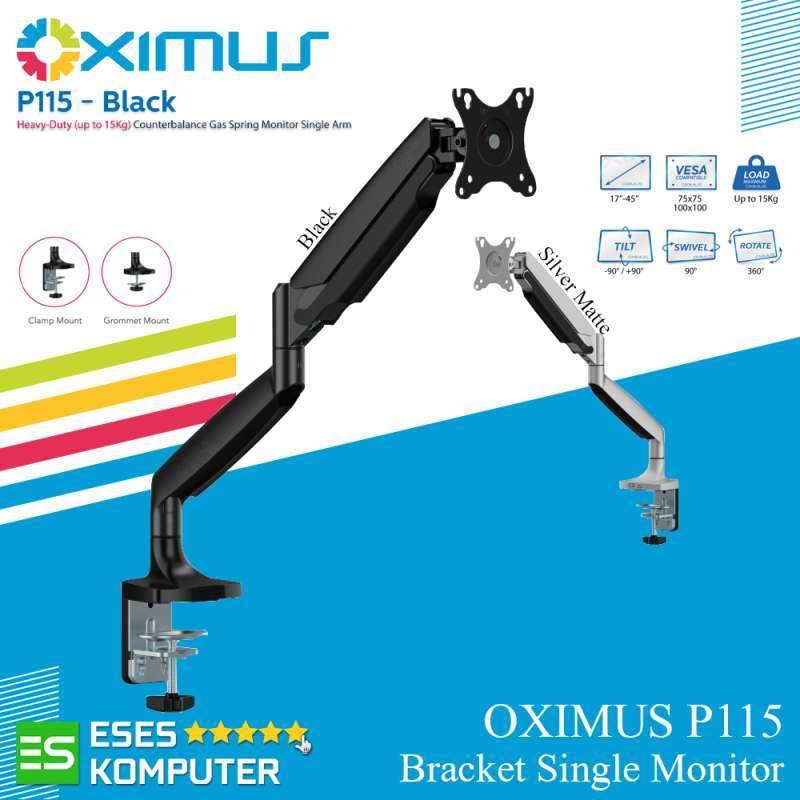Jual Bracket Oximus P115 Heavy-duty Counterbalance Gas Spring Monitor Single Arm Di Seller Eses ...
