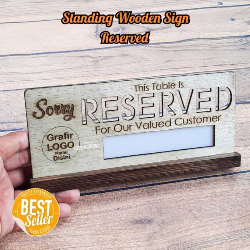 Jual Stand Reserved Meja / Sign Reserved Kayu Tanda Nama Cafe Custom ...