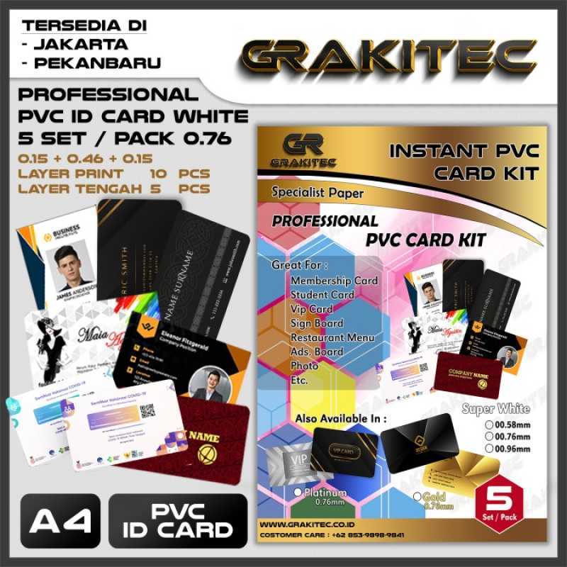 Jual Kertas Pvc Id Card 5 Set Grakitec Professional Super White 0.76mm ...
