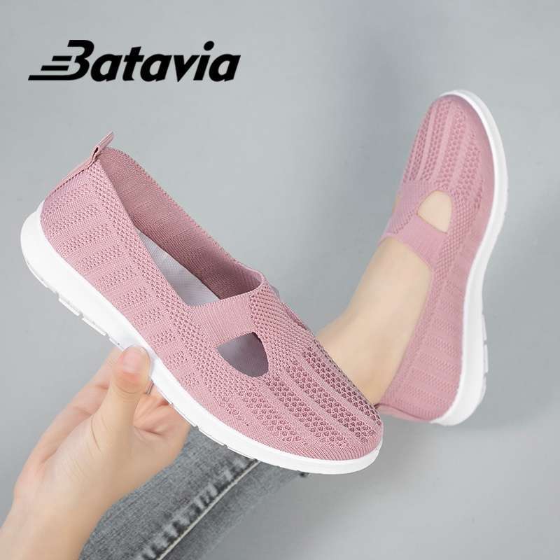 Promo Merek Asli Anyaman Terbang Ringan Slip-on Sepatu Ibu Wanita ...
