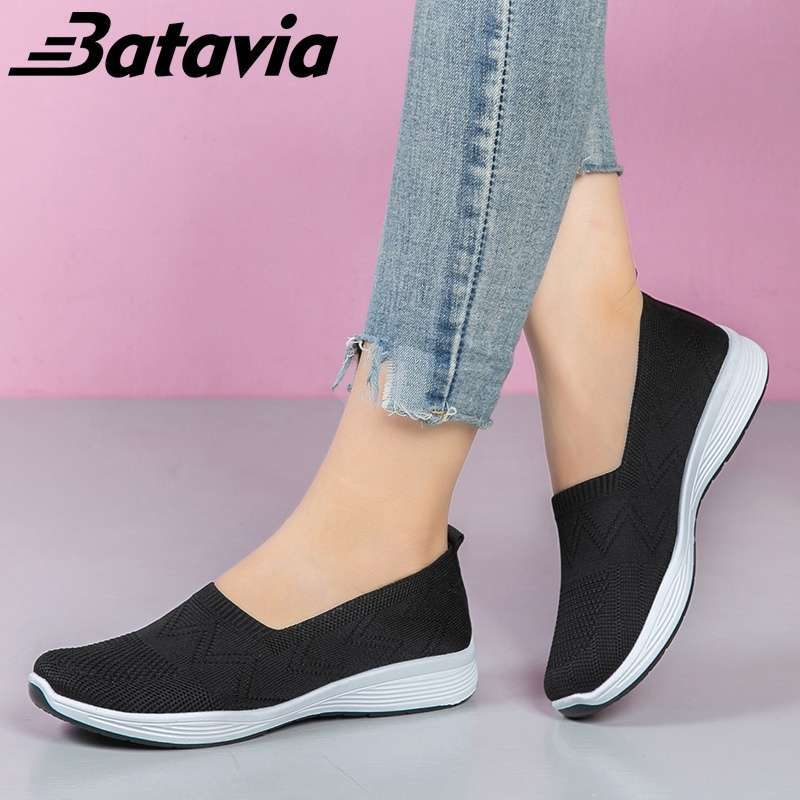 Promo Merek Asli Anyaman Terbang Ringan Slip-on Sepatu Ibu Wanita ...