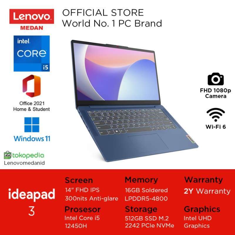 Promo Lenovo Ideapad Slim 3 14iah8 3kid,3jid, I5-12450h/16gb/512gb/2y ...