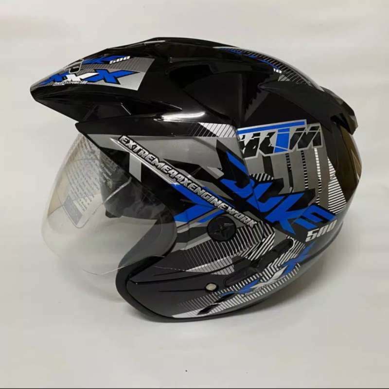 Promo Helm Motor Jp 7 Duke Biru Doff Double Visor Half Face Dewasa Sni ...