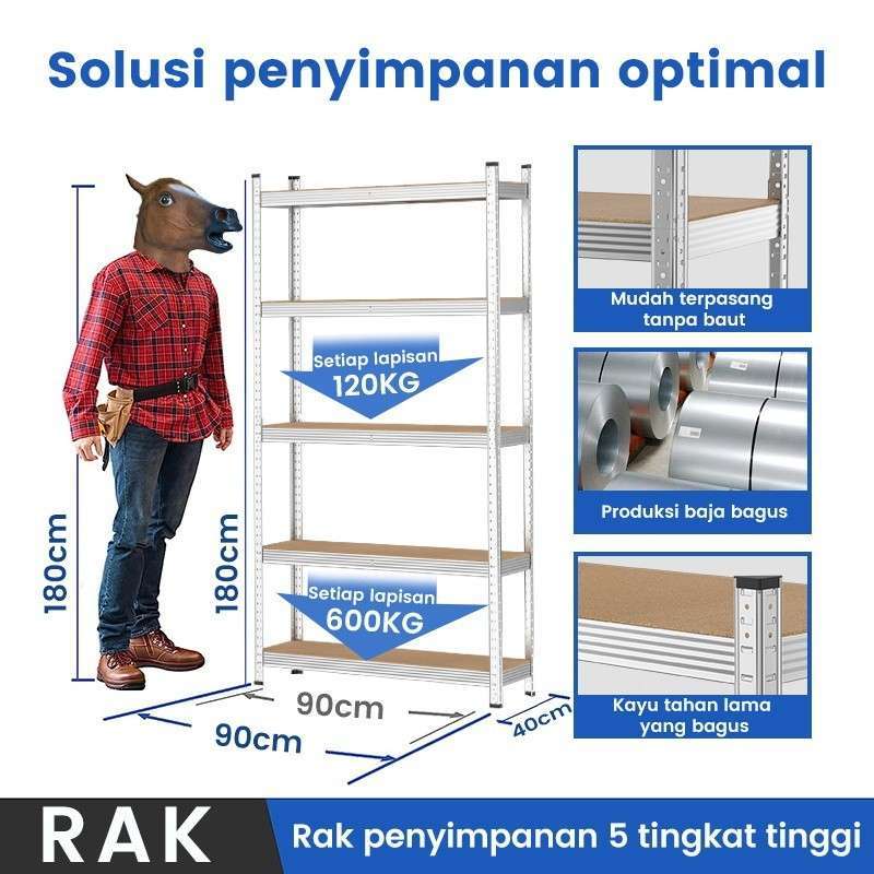 Promo Rak Besi Susun Rak Serbaguna Penyimpanan Gudang Ra - 4l:90*30*150 ...