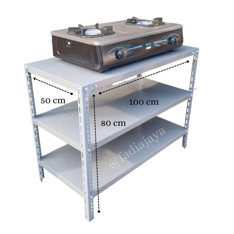 Promo Meja Rak 3 Susun Besi Siku Lubang Kompor Gas 2 Tungku Dispenser ...