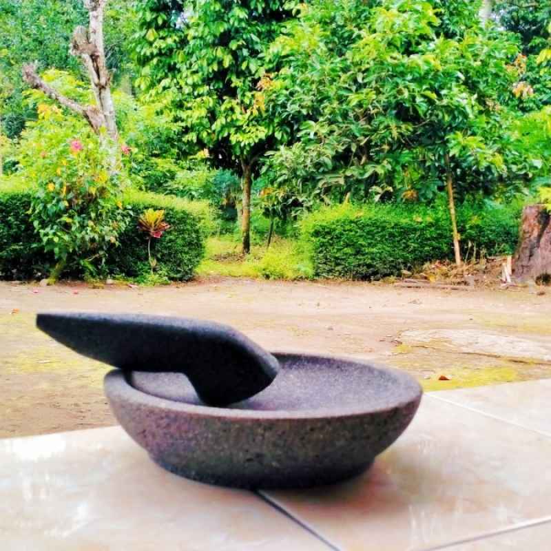 Jual Cobek Batu Asli Item Hitam Keras Batu Andesit Batu Kali Uk 22 Cm ...