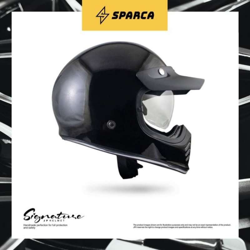 Promo [sparca] Helm Jp Retro Signature Solid Black Metallic/gold Diskon ...