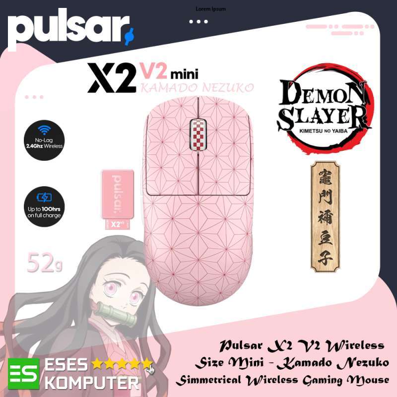 Jual Mouse Pulsar X2 V2 / X2v2 Medium Wireless Tamado Nezuko Mini Size ...