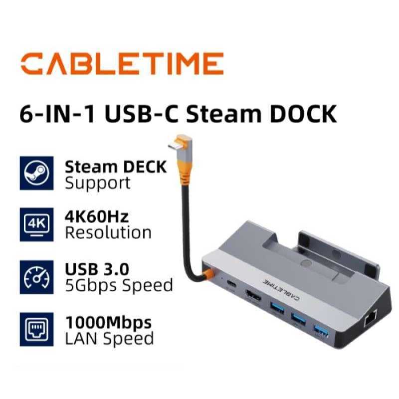 Jual Cabletime Usb C Dock Hub For Steam Deck With 4k Hdmi Ethernet ...
