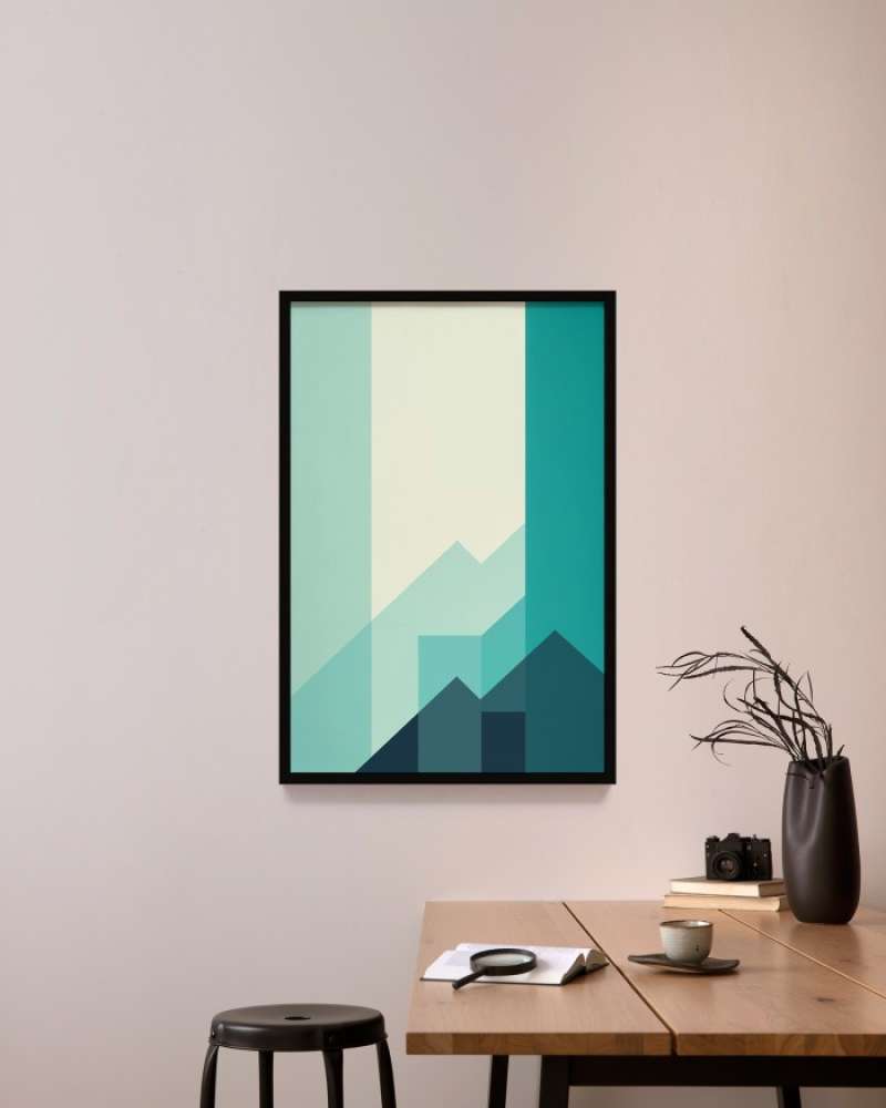 Promo Dekorasi Lukisan Minimalis Warna Toska Wall Decor Simple Frame ...