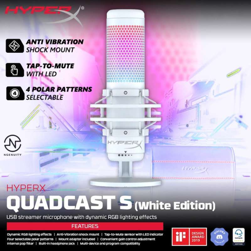Jual Hyperx Quadcast S White Rgb Usb Condenser Gaming Microphone ...