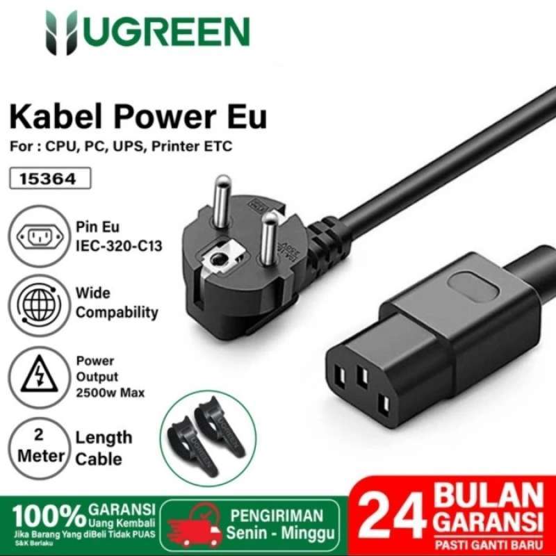 Jual Ugreen Kabel Power Extension Pc Cpu Komputer Tv Proyektor Ups 2 ...