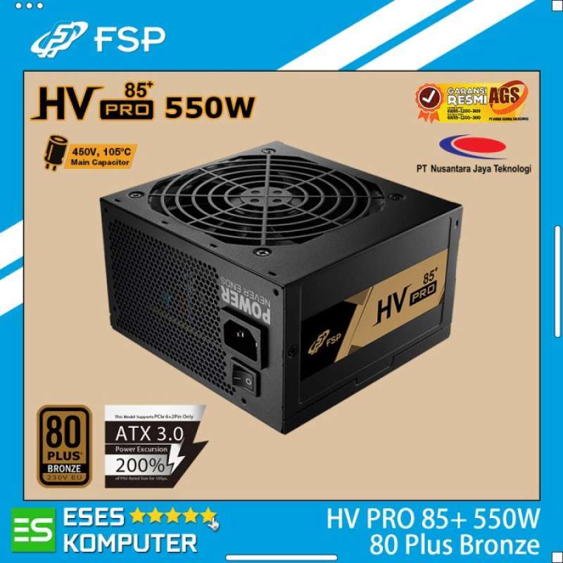 Jual Psu Fsp Hv Pro 85+ 550w 80 Plus Bronze - All Flat Black Cables Di ...
