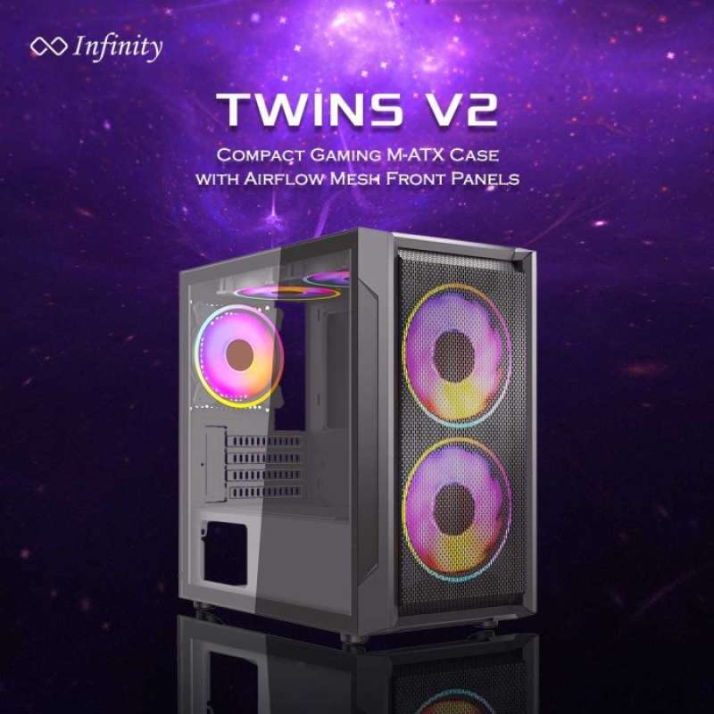 Jual Casing Infinity Twins V2 Black | Matx Gaming Case Di Seller Velvet ...