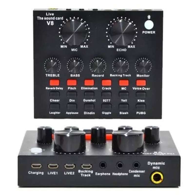 Jual Sound Card V8 Mixer External Singing Live Audio Bluetooth ...