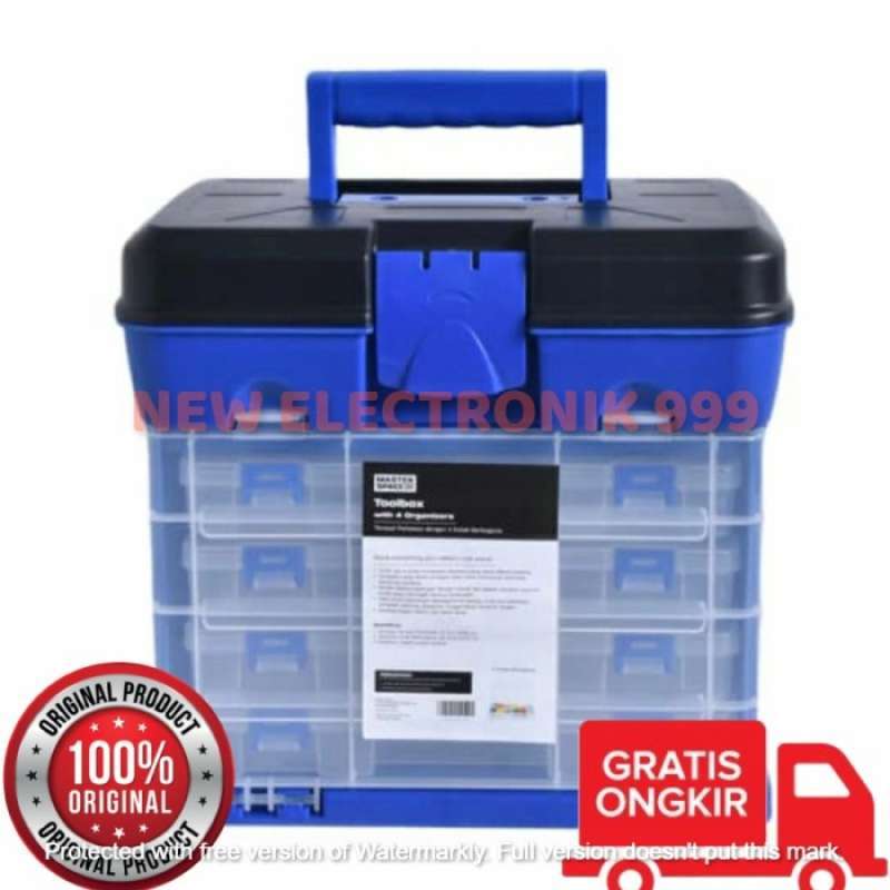 Promo New Kotak Perkakas Plastik Dengan 4 Organizer Biru Tool Box ...