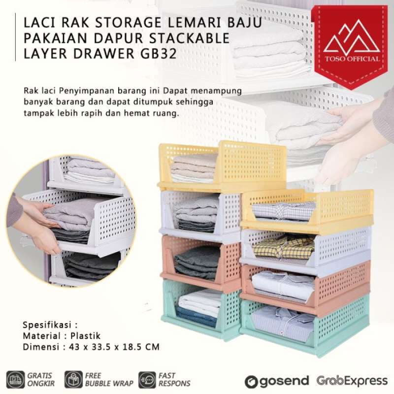 Promo Laci Rak Storage Lemari Baju Pakaian Dapur Stackable Layer Drawer ...