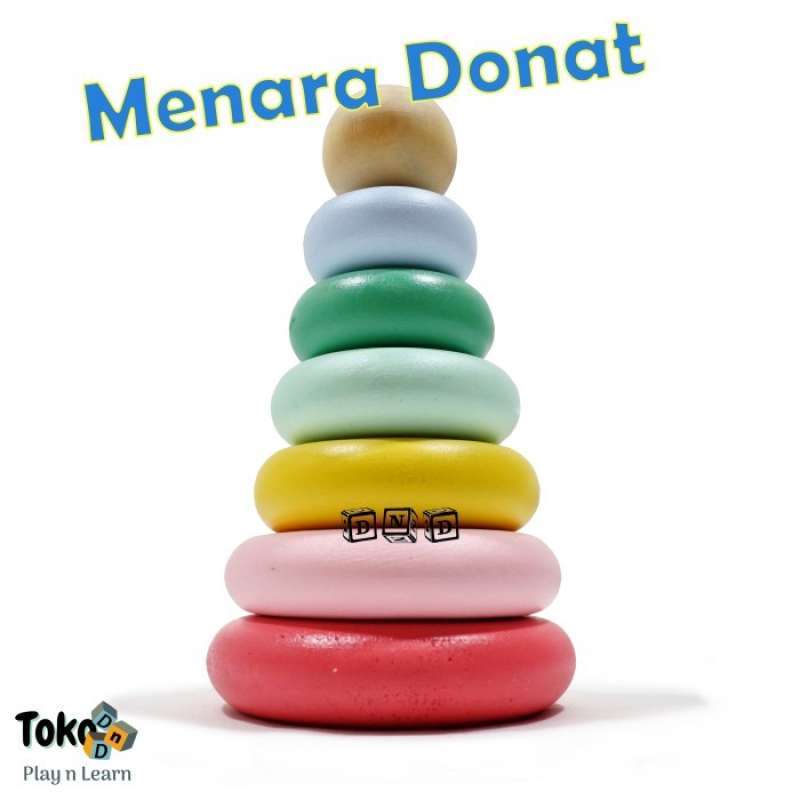 Jual Mainan Motorik Anak Menara Donat Kayu Tumbling Donut Tower ...