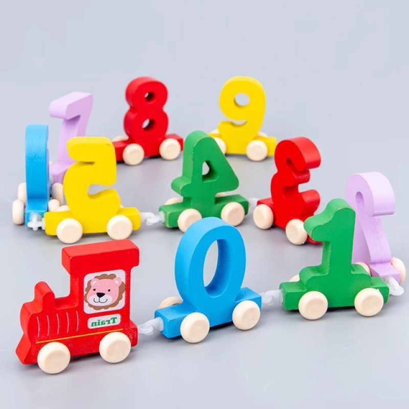 Jual Mainan Edukasi Anak Balok Kayu Kereta Angka Number Wooden Train Di ...