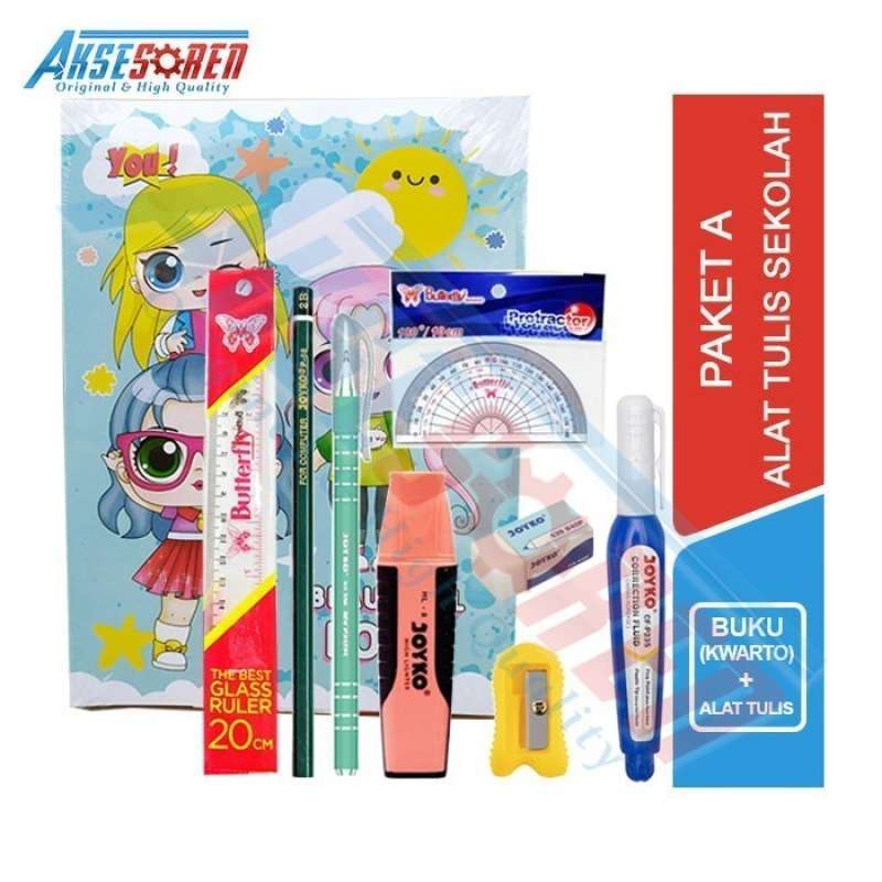 Jual Paket Perlengkapan 1 Set Alat Tulis Sekolah Anak [tk / Sd / Smp / Sma] - Paket 1 - Cewek Di ...