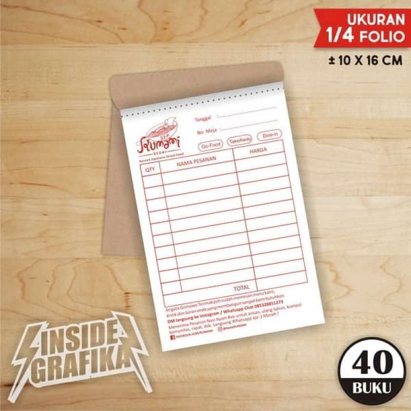 Jual Cetak Nota Bon Rangkap 2 Ply Kwitansi Struk Warung Kedai Cafe ...