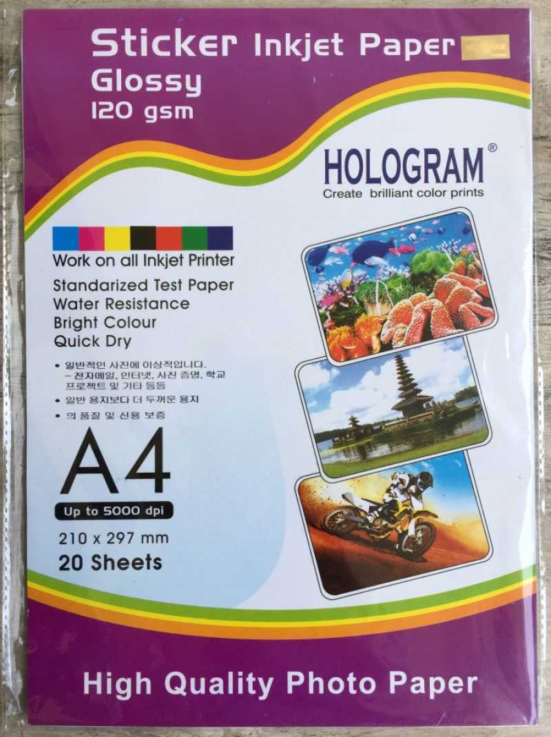 Jual Glossy Sticker Paper-kertas Stiker Photo Inkjet A4 120 Gsm (isi 20 ...