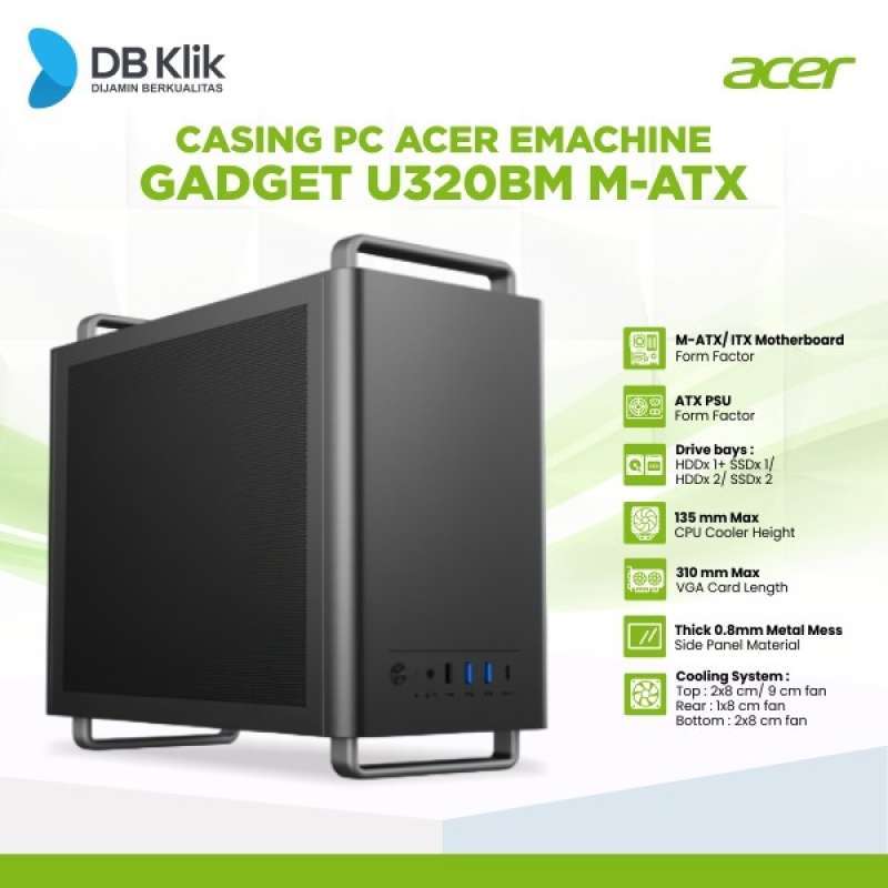 Jual Casing Pc / Casing Cpu Acer Emachine Gadget U320bm M-atx Black ...