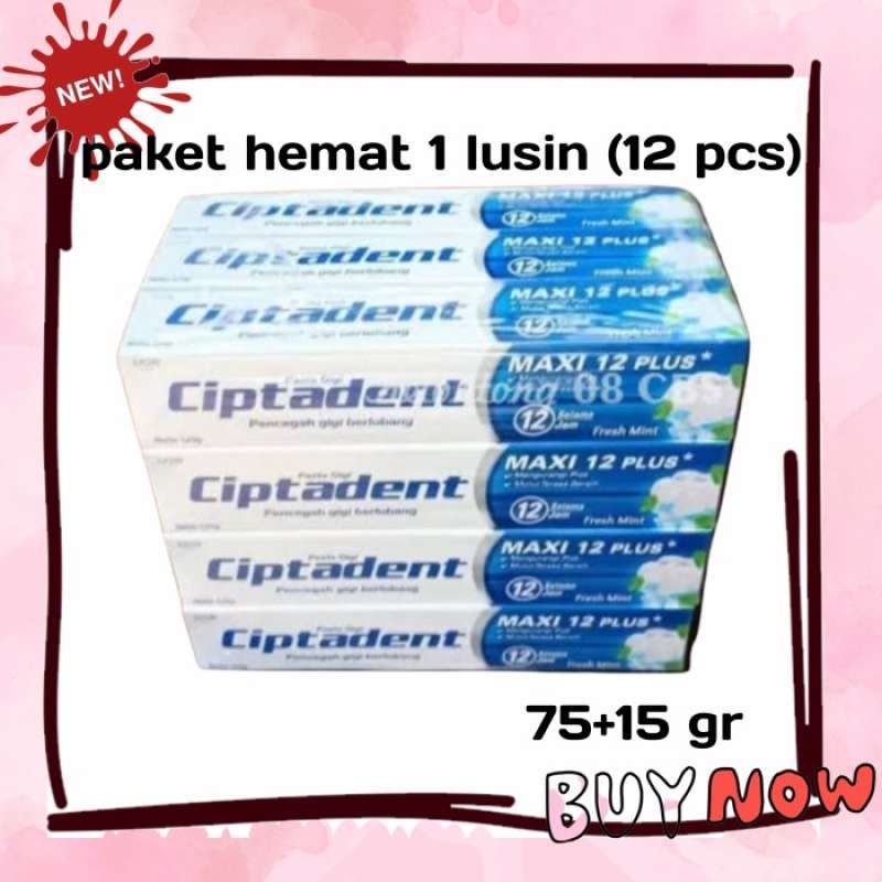 Jual Ciptadent 75 +15 Gr Maxi Plus Pasta Gigi Paket Hemat 1 Lusin 12 ...