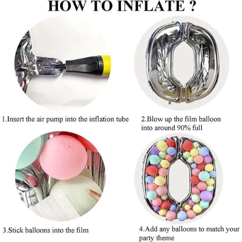 Jual ... Paket Balon Angka Jumbo Diy Frame Isi / Filling Dekorasi ...