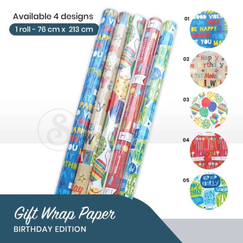 Jual Kertas Kado Roll Happy Birthday Gift Wrap - 13 Motif Di Seller ...