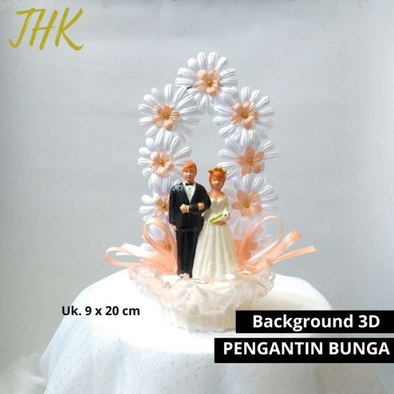 Jual 3d Hiasan Kue Background Cake Topper Pengantin Wedding Bunga Di ...