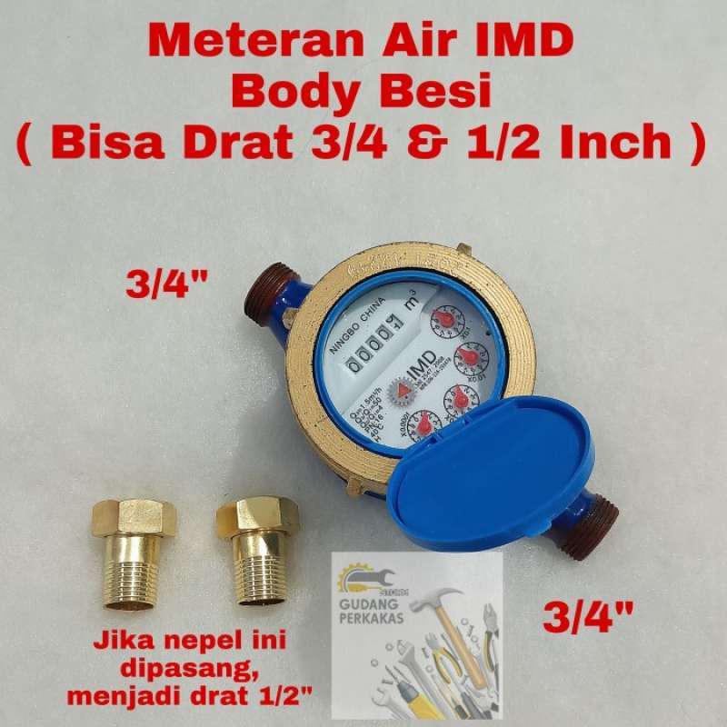 Jual Meteran Air 4 Jarum Body Besi - Water Meter Pam Pdam 1/2 3/4 Inch ...