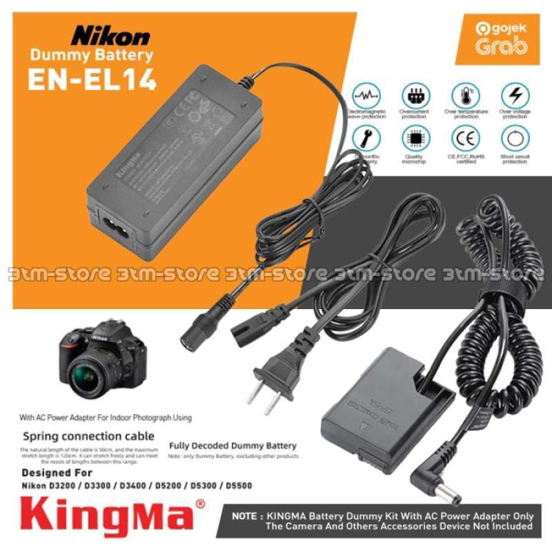 Promo Kingma Dummy Battery Kit En-el14 Indoor With Ac Power Supply ...