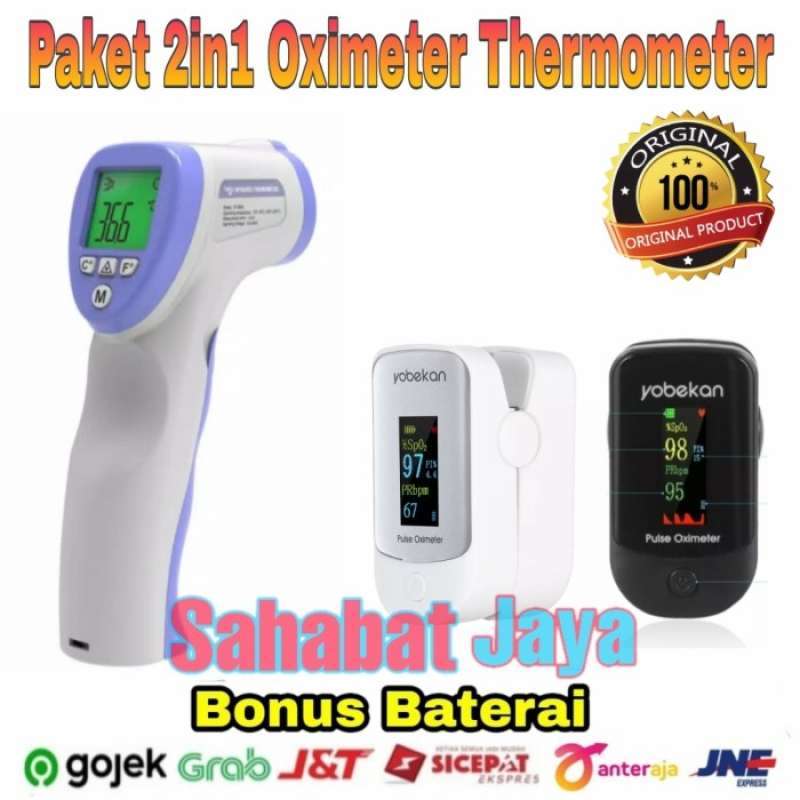 Promo Paket Fingertip Pulse Oximeter+thermometer Gun Infrared Diskon 23 ...