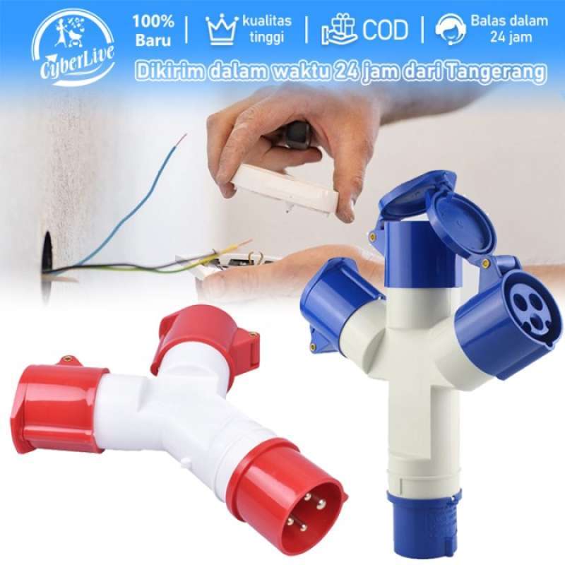 Jual Industrial Plug Socket 3 Pin 16a Industrial Socket Tee 1013 ...