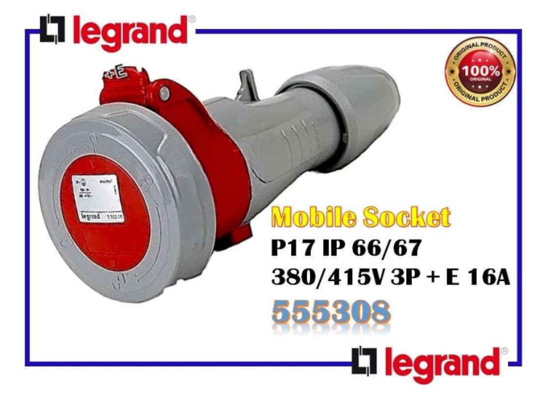 Jual Industrial Socket Mobile Legrand P17 Tempra Pro Ip66/67 380/415v 3p+e 16a - 555308 Di ...