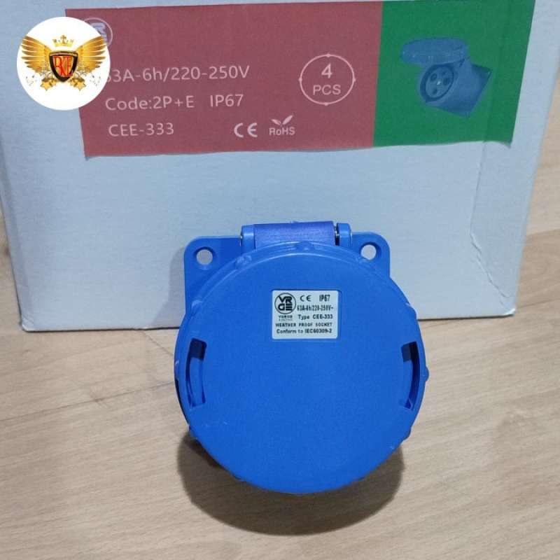Jual Industrial Panel Socket 3pole 63a Cee 333 3pin Stop Kontak Genset 3 Pole 3 Pin 3p 3 P Di ...