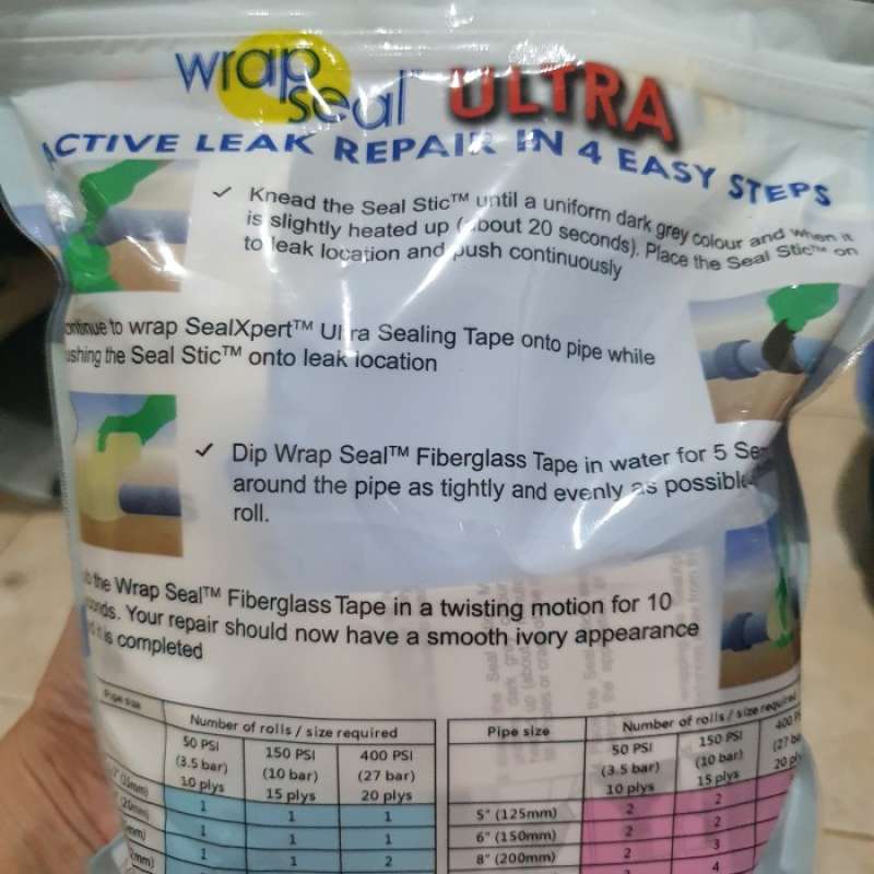 Jual Wrap Seal Ultra Quick Repair Kit For Active Pipe Leaks Size 4x12 ...