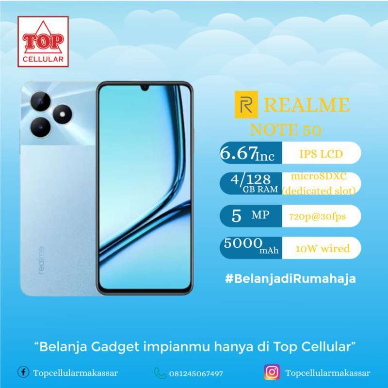 Jual Realme Note 50 [4/128 Gb] Garansi Resmi Di Seller Top Cellular Makassar Instore - Sinri ...
