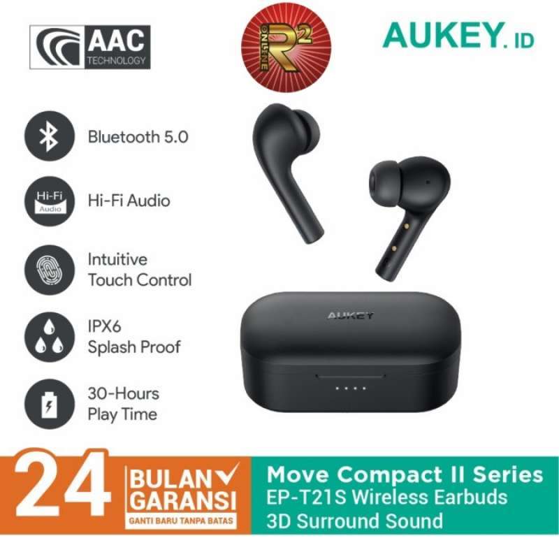 Promo Aukey Ep-t21s Tws Bluetooth Move Compact Ii 3d Surround Sound Original Diskon 23% Di ...