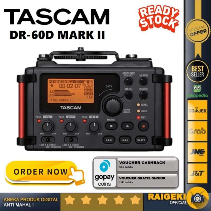 Promo Tascam Dr-60d Mk Ii 4-channel Portable Recorder For Dslr Diskon ...