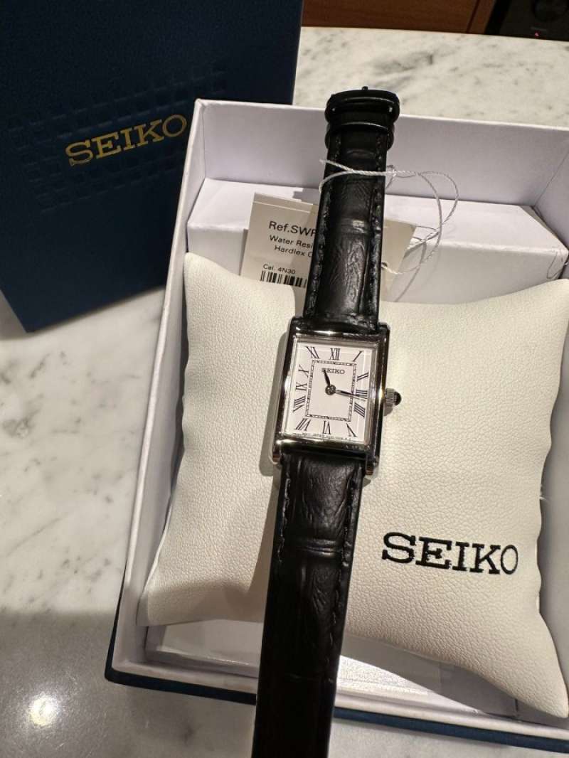 Jual Seiko Swr053 Quartz Ladies Watch White Dial Black Leather Di ...