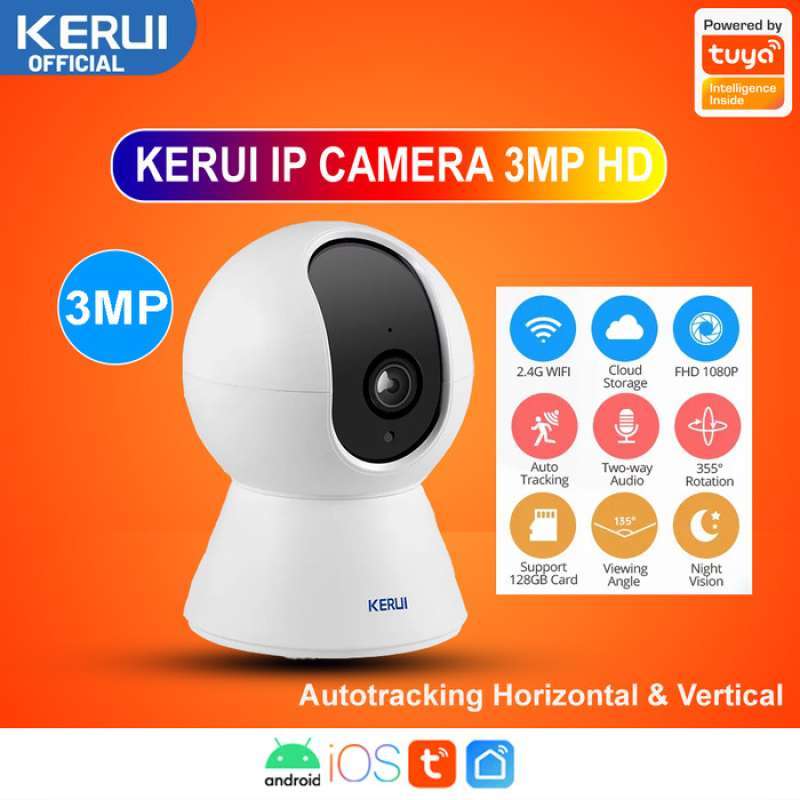 Promo Kerui 1080p Hd 2mp Wifi Indoor Ip Camera Auto Tracking 3d Tuya ...