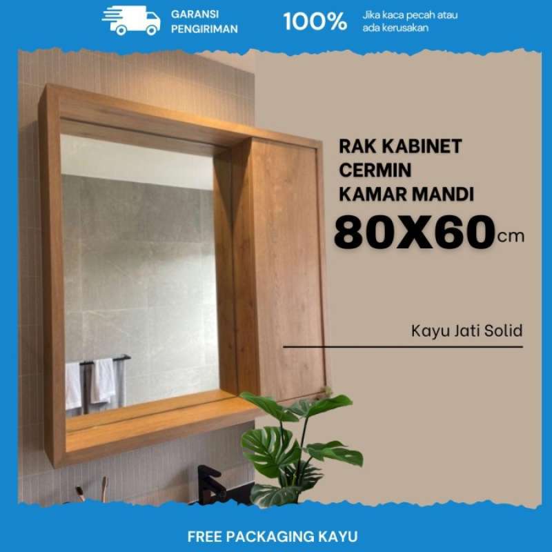 Jual Rak Cermin Kamar Mandi Kaca Cabinet Kayu Jati Solid Di Seller ...
